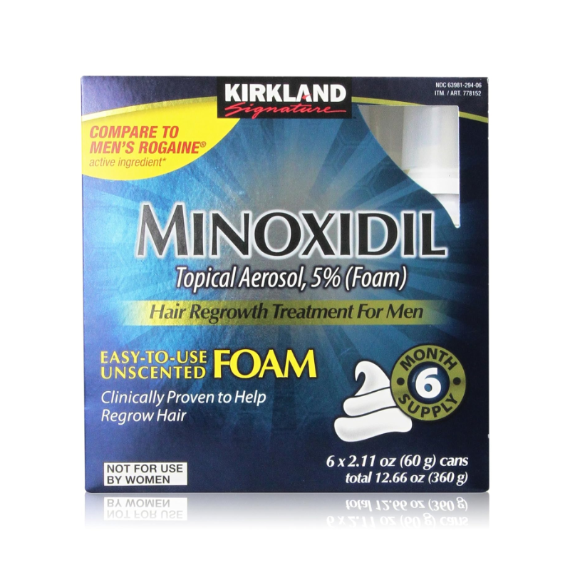 Kirkland Minoxidil Solución Espuma Al 5 6x60gr Tratamiento 6 Meses